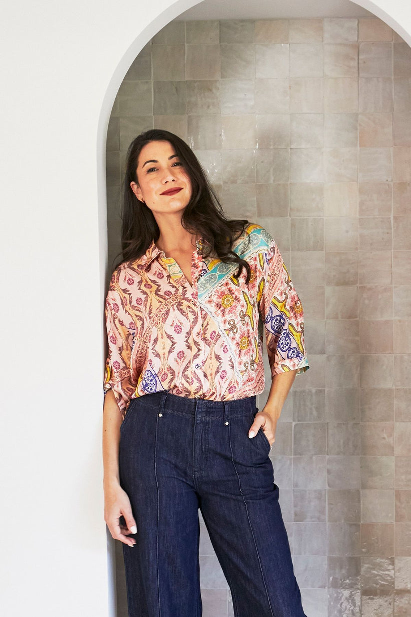 Womens antique tile shirt multicolor 606j3092a