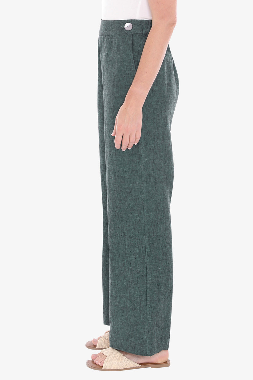 Womens button tab pant green 596j7072a
