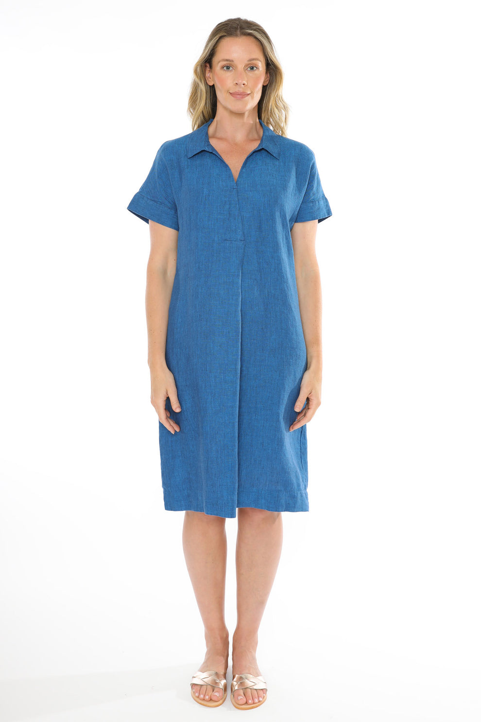 Women's Collared Dress in Blue