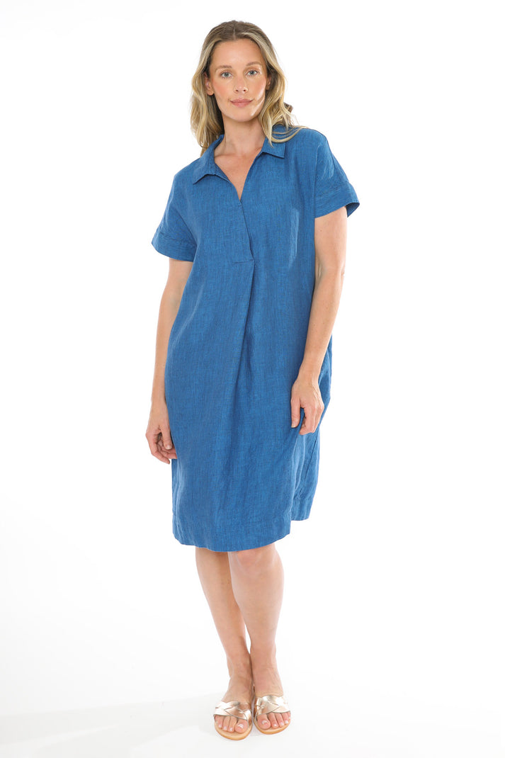 Women's Collared Dress in Blue