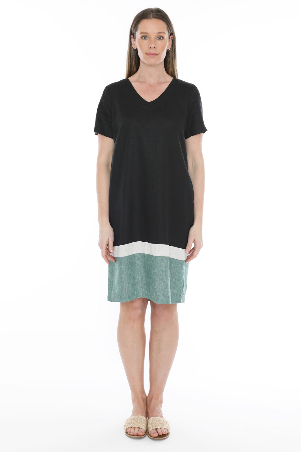 Women's Contrast Hem Dress in Black