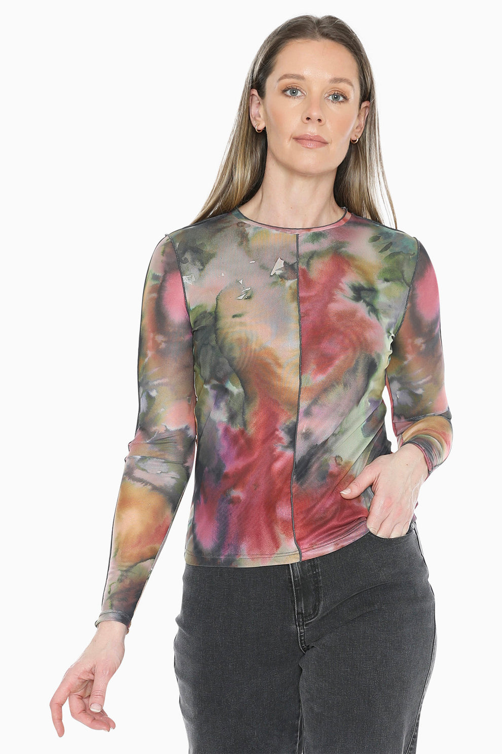 Womens cosmic burst mesh top multicolor 58612001a