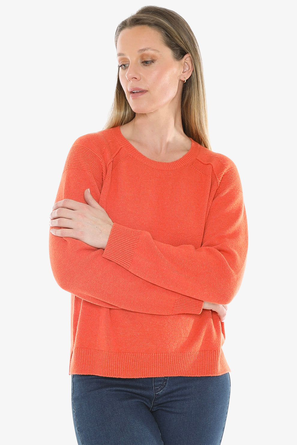 Womens detail raglan pullover orange 58611033a
