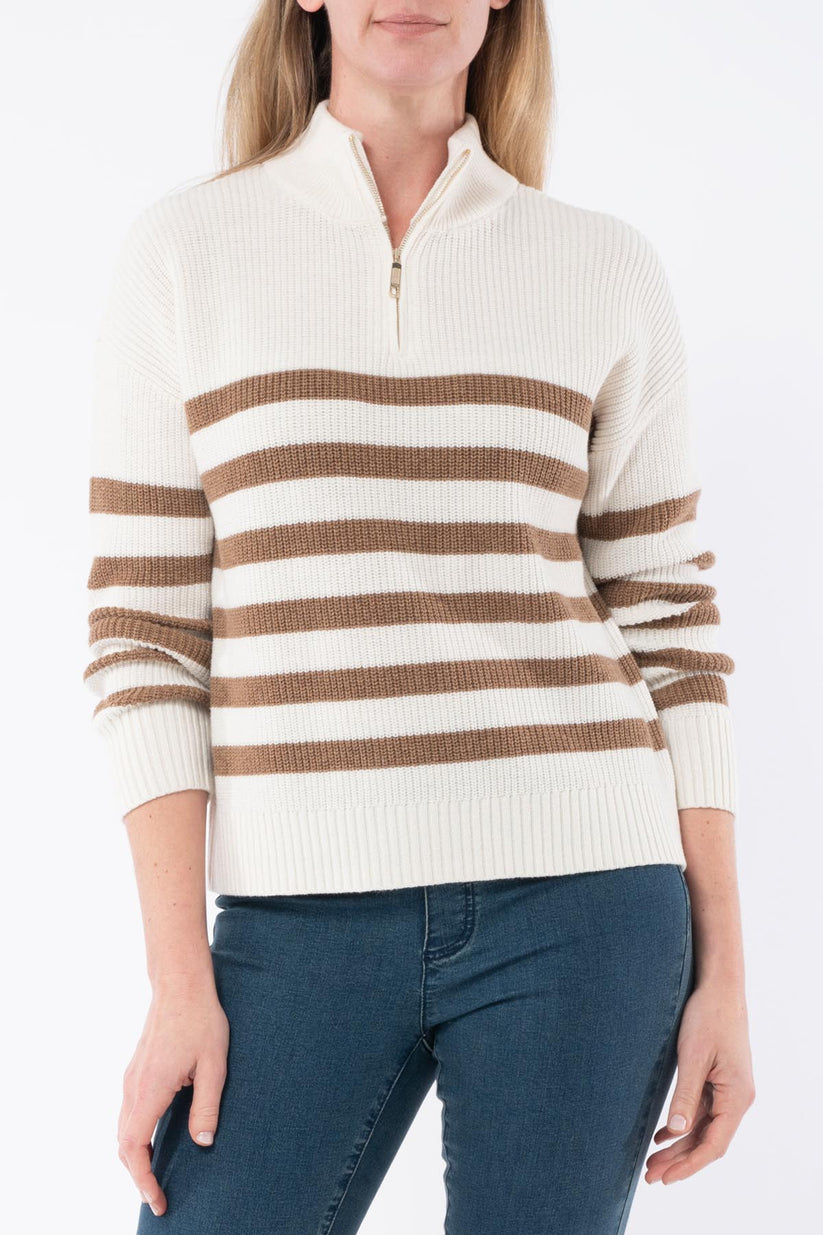 Women's Half Zip Stripe Pullover